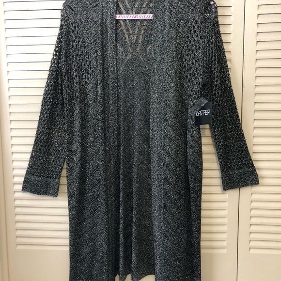 Kasper | Sweaters | Kasper Nwt Size Large Cardigan Black With Gold ...